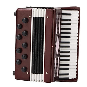 6CM Mini Accordion Model, Miniature Wooden Accordion Model Music Instrumental Model with Delicate Box for Home Decor Music