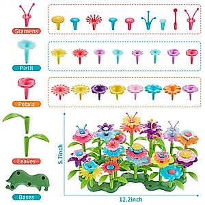 Bu-buildup BBU.01.002 Flower Building Toys, Garden Building Block, Pretend Gardening Toy, Creative Play Toy, 98 PCS Early Educational Toy, Build a Bouquet Floral Arrangement Playset for Kids 3 & Up