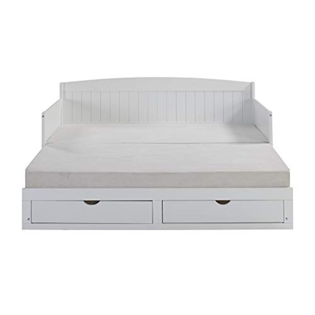 Alaterre Furniture Harmony Wood Daybed, Single, White Brazilian Pine Trundle Bed for Sleepovers with Kids, 2 Pull-Out Drawers, 220lbs Weight Capacity, Twin-Size Bed, Modern, Sturdy, Durable
