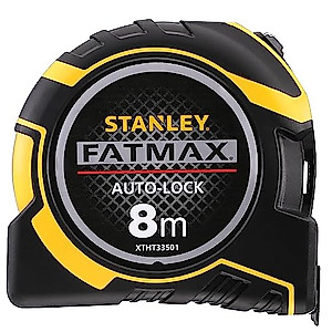 STANLEY XTHT0-33501 FATMAX Autolock Tape, 8m Metric Only, Yellow/Black