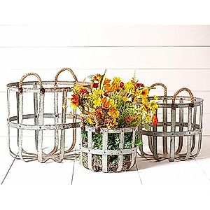 Irvin's Country Tinware Rustic Round Metal Basket Set