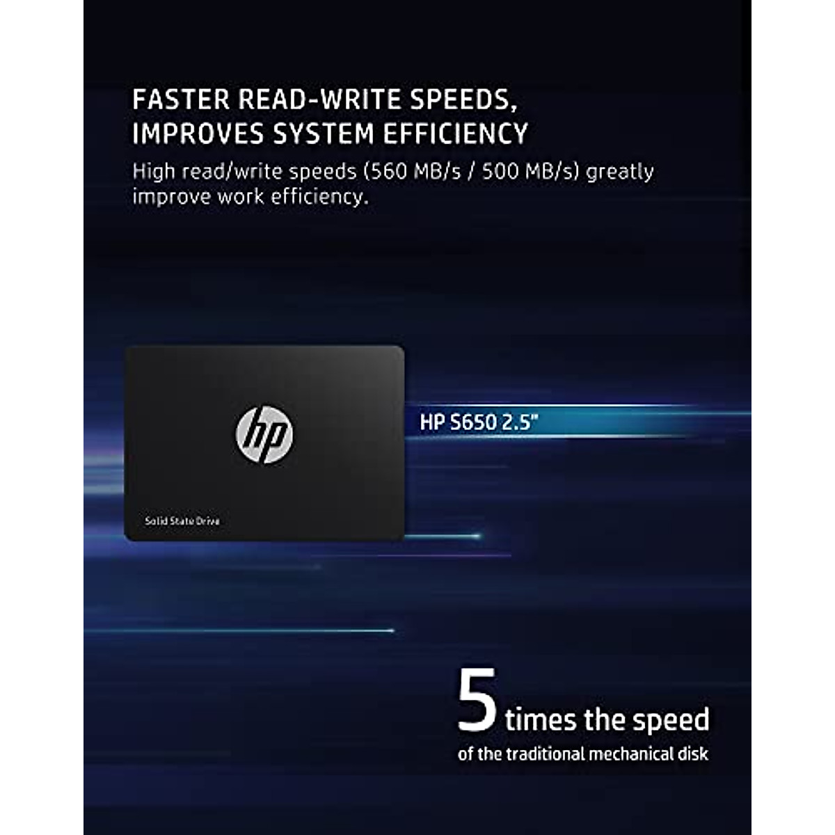 HP S650 960GB 2.5 Inch SATA III PC SSD Internal Solid State Hard Drive - 6 Gb/s, 3D NAND, Up to 560 MB/s for Laptop and Desktop Updating - 345N0AA#ABA