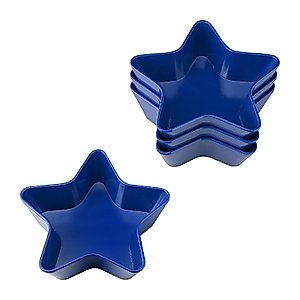 Supreme Housewares 4-Piece Patriotic Star Shaped Bowl Melamine Small Serving Bowl for Dessert, Snack, Ice Cream, Nuts or fruit, 5.5 Inch Dessert Bowl Set (Blue)
