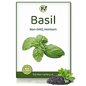 Basil Seeds for Planting Home Garden Herbs - Individual Pack of 550+ Heirloom Seeds, Suitable for Outdoors, Indoors, and Hydroponics - Non-GMO, Non-Hybrid, Untreated, and USA Grown Variety