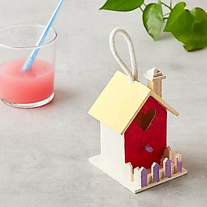 4.7" Heart & Fence Birdhouse by Make Market - Unfinished Hanging Birdhouse Made of 100% Wood, Outdoor Nesting Boxes - Bulk 12 Pack