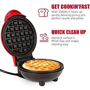 Mini Waffle Maker,Portable Electric Non-Stick Waffle Iron, Round Waffle Maker Grill Machine for Single Waffle, Cookies, Eggs Individual Waffles Anywhere for Breakfast.