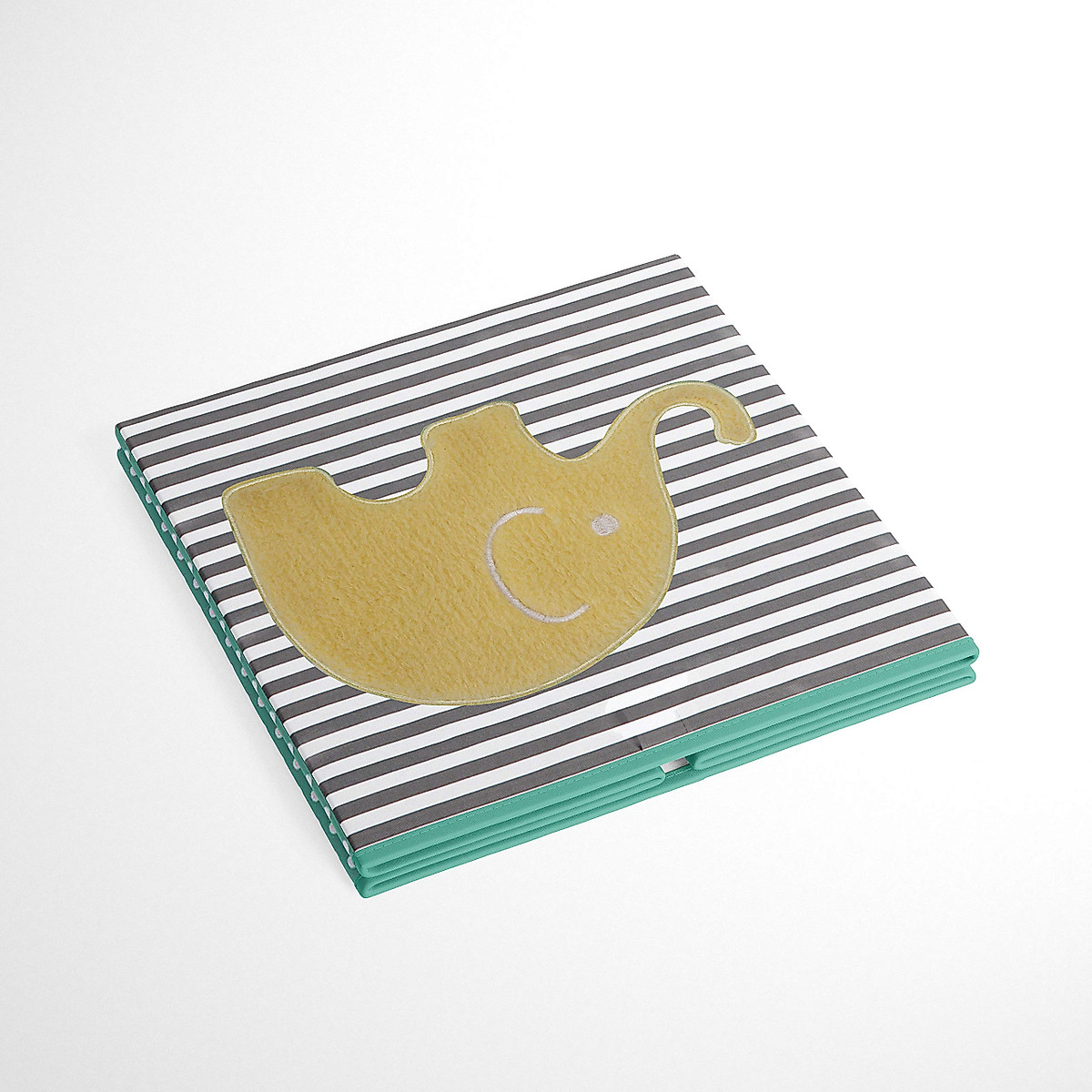 Bacati - Small Storage Tote Elephants Mint/Yellow/Grey 10 x 10 x 10 inches