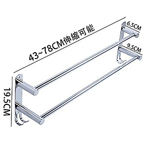 Towel Bars Freely Retractable 20-30 Inche Stainless Steel 304 Bath Towel Rack Strong 3M Adhesive Bathroom Wall-mounting Free mounting Hole-Installing washroom Kitchen Space Saving (2 Bars)