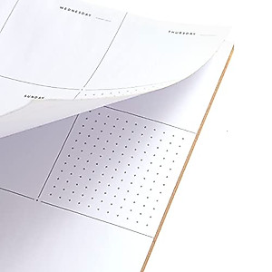 russell+hazel Weekly Notepad, White with Gilded Edges, 80 Sheets, 10” x 7” (27616)