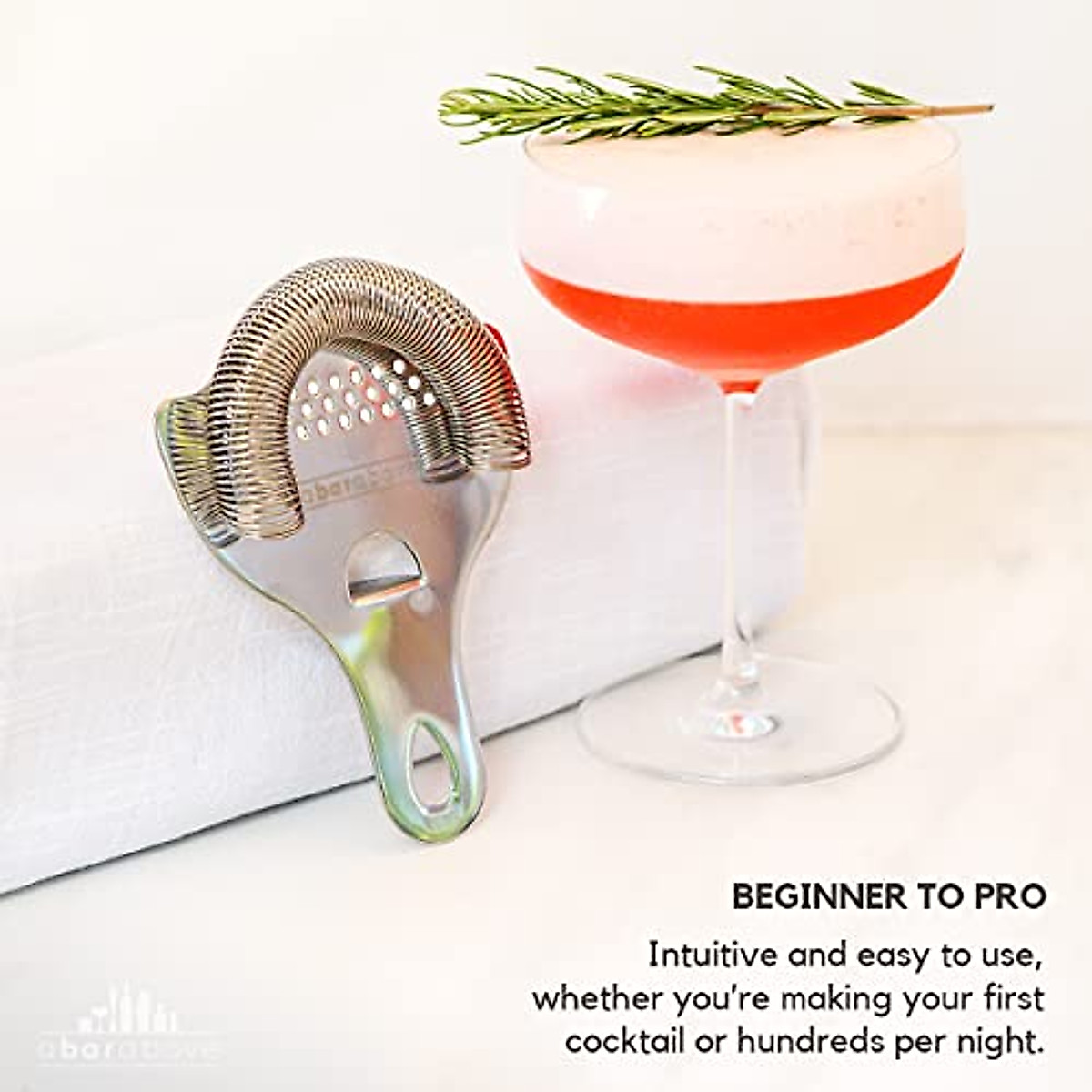 A Bar Above Hawthorne Strainer for Cocktails – Bar Strainer Cocktail w/High Density Spring – Mirrored Stainless Steel Finish Drink Strainer - Cocktail Strainer for Boston Shakers & Mixing Glasses
