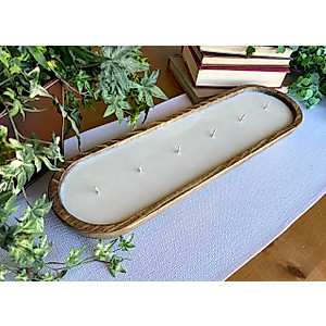 Bonneville Handmade Candles | 6 Wick Pine Wood Bowl | 19" x 5.5" x 2" Hand Poured, Dough Bowl Candle | Up to 50 Hour Long Burn Time | 100% Soy Wax | Scented Rustic Holiday Gift (Sea Salt & Orchid)