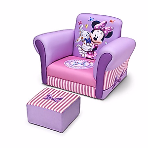 Delta Children Upholstered Chair with Ottoman, Disney Minnie Mouse