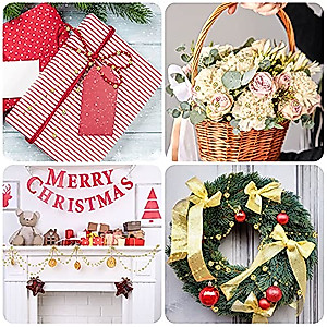 98 Feet Christmas Tree Beads Garland Decoration 2 Sizes Pearl Strands Chain Resin Pearls Beads Chains with ABS Plastic Line Christmas Tree Decorations for Home Mantle Fireplace Holiday Decor (Gold)