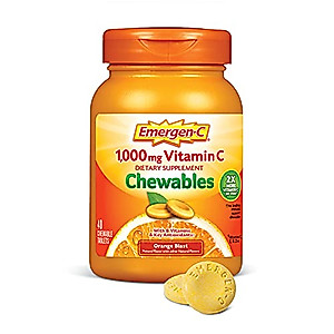 Emergen-C Chewable Vitamin C 1000mg, With B Vitamins And Antioxidants Tablet (40 Count, Orange Blast Flavor), Dietary Supplement