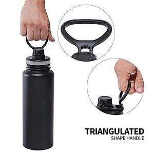 3 Spout Lids + 7 Color Bands for Flask Wide Mouth Thermo Bottle with mouth diameter of 2.26 inches - Replacement Lid Accessories, Easy to Carry Triangulated Shape