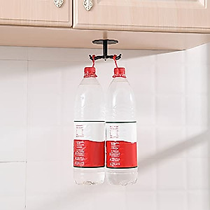 SolwDa 360 De Gree Rotatable Hook Six Cl Aw Kitchen Storage Wall Hanging Punching Seamless Hanger Strong Glue Hook Dish Mats for Drying Silicone, Black, One Size