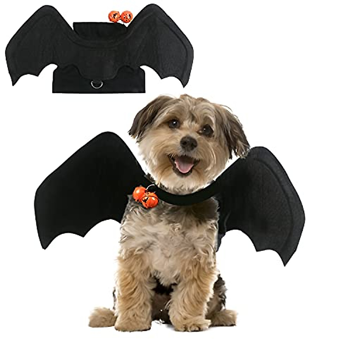 DIYASY Cat Halloween Bat Wing Costume,Halloween Small Pets Black Bat Costume Decoration for Puppy Dog and Cat with Bells