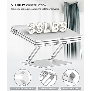 BoYata Laptop Stand, Laptop Holder, Multi-Angle Stand with Heat-Vent, Adjustable Notebook Stand for Laptop up to 17 inches, Compatible for MacBook Pro/Air, Surface Laptop, and so on (Silver)