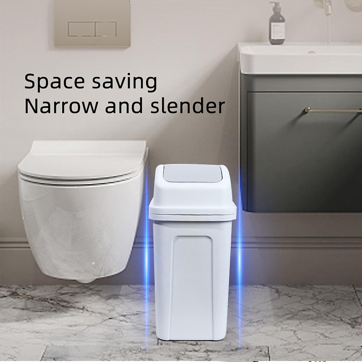 YILI XUAN 4 Gallon Kitchen Trash Can with Swing-top Lid,Medium Trash Can,Office Trash Can,Plastic Swing Top Garbage Bin for Kitchen, Office, Toilets,Bathroom (Green)