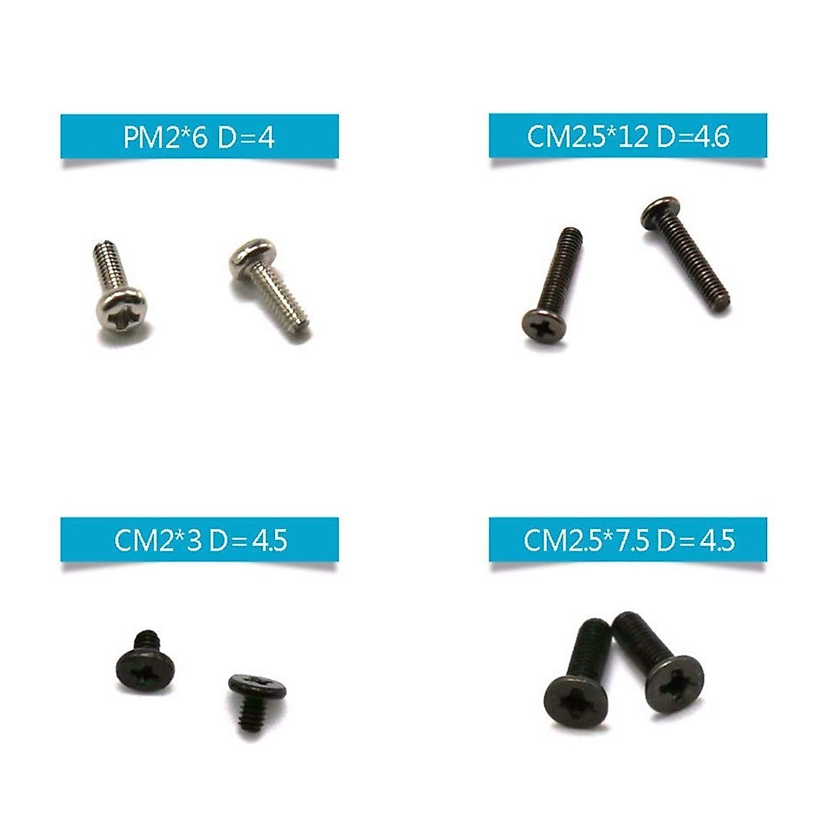 WAAZVXS 320Pcs/Set Laptop Computer Notebook Screws Kit Assemble Fastening Flat Head Black Repair Case for IBM Dell Lenovo Samsung