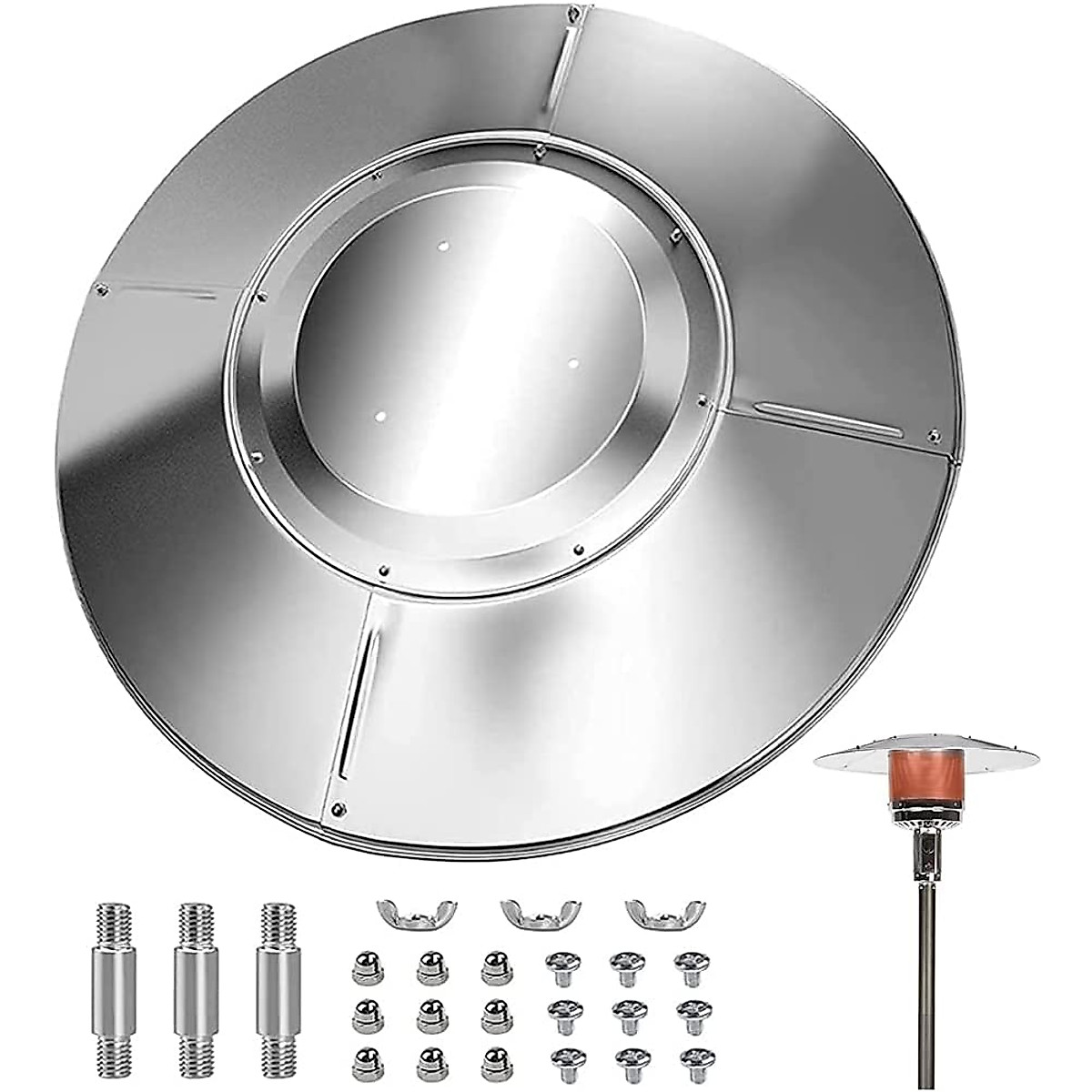 2 Units Patio Heater Heat Reflector Shield, Replacement Dome Part for Outdoor Heaters Outdoor Propane Heater Replacement Aluminium Top