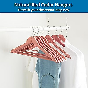 ROSOS Cedar Hangers for Closet 20 Pack, Wooden Hangers with Smooth Notches, Sturdy Cedar Wood Coat Hangers with 360 Rotating Hook Great for Refresh Closet