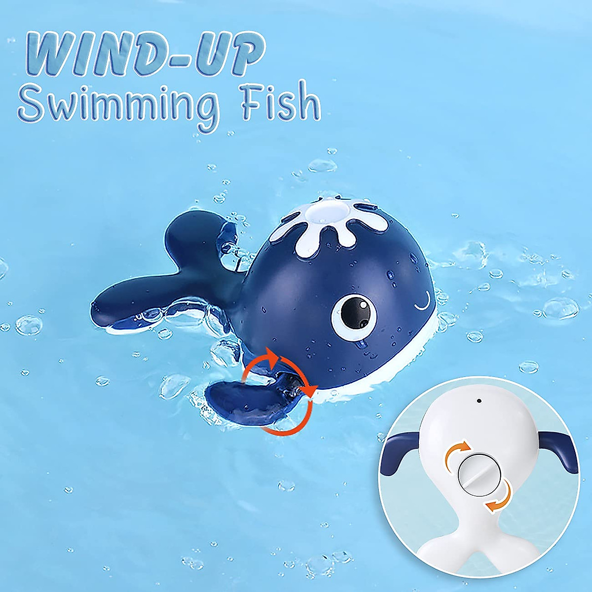Bessentials Magnet Baby Bath Fishing Toys - Wind-up Swimming Whales Bathtub Toy Fishing Game, Water Tub Toys Set with Fishing Pole & Net for Toddler Kids 3 4 5 6 Years Old