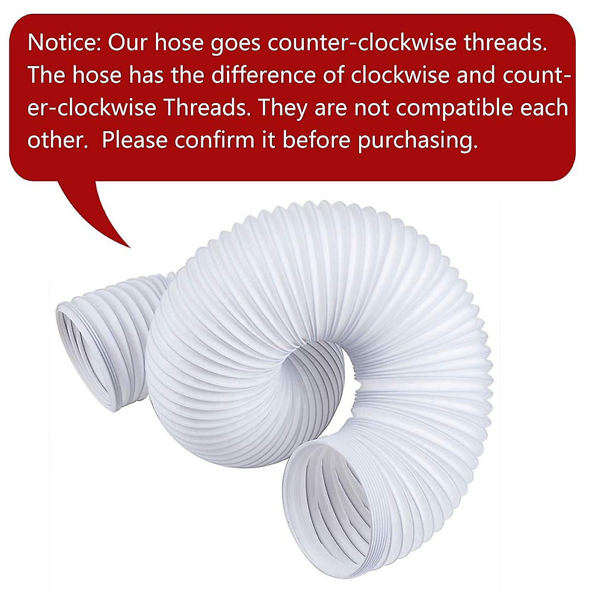 Zealor 5 Inch Exhaust Hose Counter-Clockwise Threads for Portable Air Conditioner, 78 Inch Length