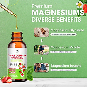 Liquid Magnesium Glycinate 500mg - Triple Complex Magnesium with Glycinate,Malate,Taurate,Chelated Magnesium for Sleep,Cramps,Cardiovascular,Blood Pressure SupportF