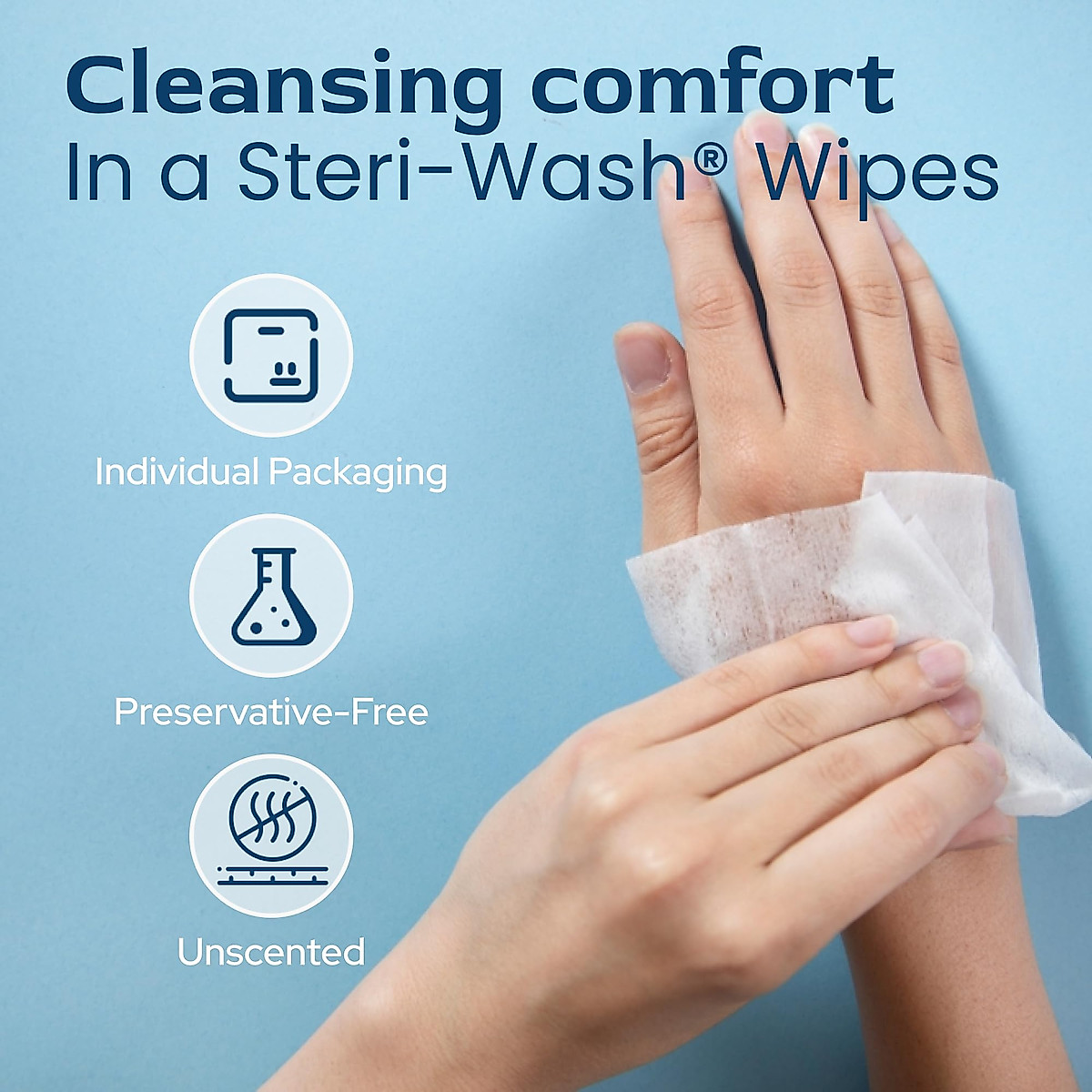 Steri-Wash® Aftercare Piercing Wipes 100 Count - Sterile Saline Solution for Gentle and Convenient Piercing Cleansing for Nose, Ear, Belly, Lips - Cleanses, Sanitizes and Soothes Skin Irritations