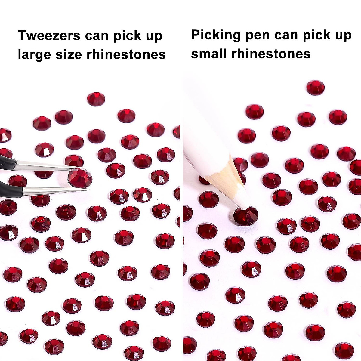 MEIBITE 6796PCS Red Hotfix Rhinestones Crystal Stones Glass for Fabric Clothes Shirts Sparkly Flat Back Round with Tweezers and Picking Pen (SS6~SS30 Set)