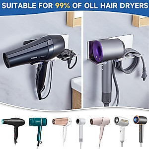 Hair Dryer Holder Wall Mounted, Adhesive Bathroom Blow Dryer Holder, Stainless Steel Hair Dryer Holder, Hair Tool Organizer No Drilling, Hairdryer Holder for Bathroom Barber Shops