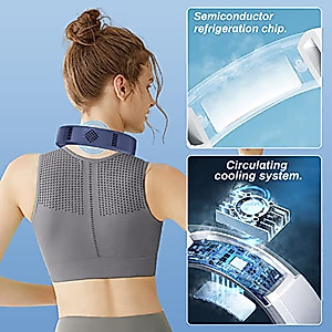 Neck Fan Portable Neck Air Conditioner Rechargeable 4000mAH Battery, Bladeless Neck Fans Neck Cooler for Women Man Personal Fan for Your Neck Cooling Device 3 Speeds Fan and Semiconductor Cooling Chip
