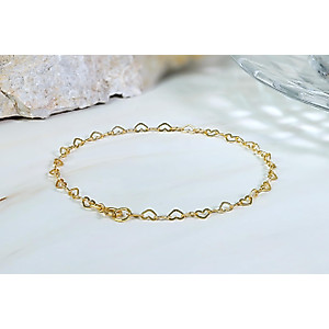 Hoops & Loops Yellow Gold Flashed Sterling Silver Heart Link Chain Bracelet