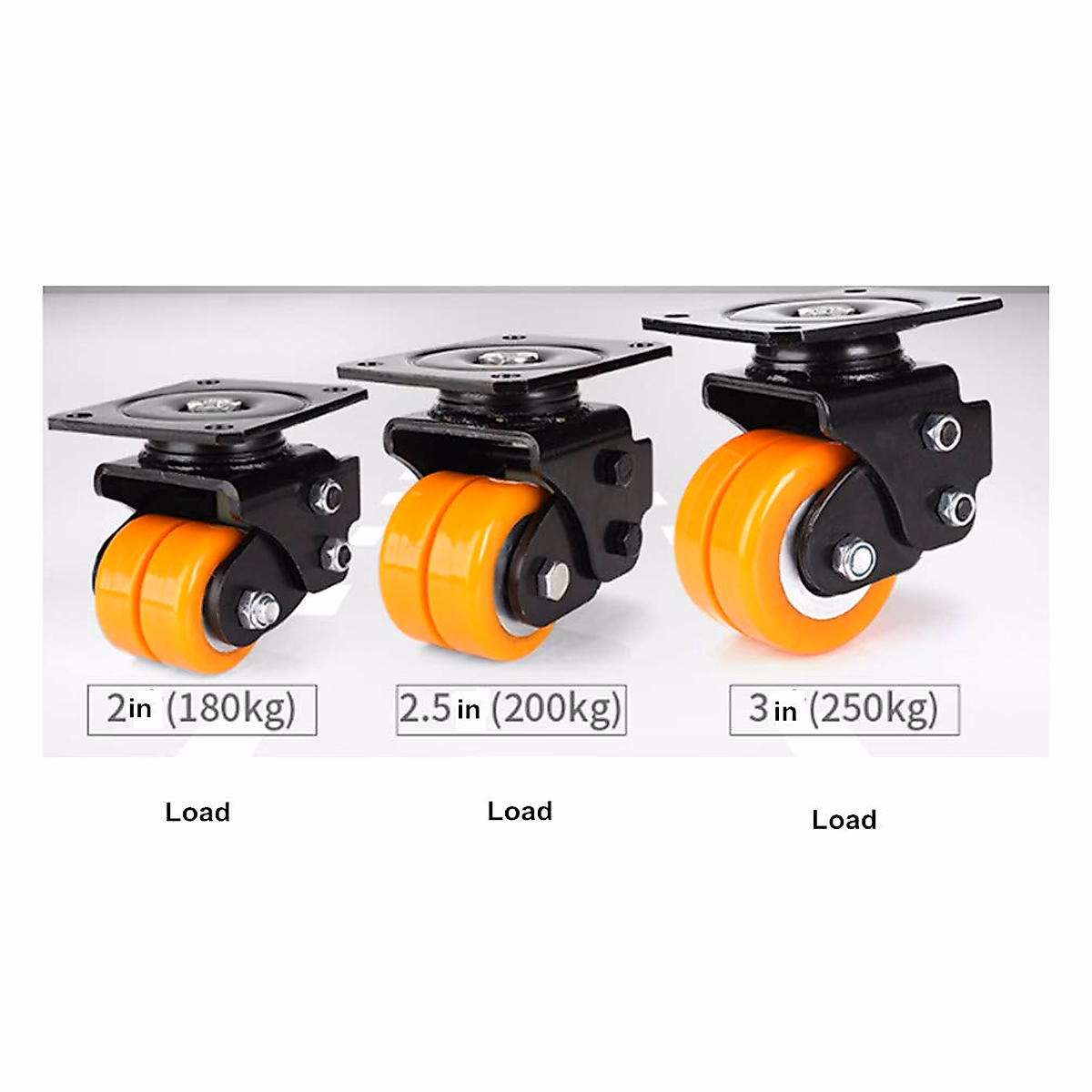 Chair Castors,Swivel Caster Wheels,Yellow Swivel Gate Wheel Polyurethane Plate Caster Fence Hardware,Heavy Duty Double Wheel,Scalable Double Spring Loaded,Secondary Shock Absorption,Plane Bearing,for