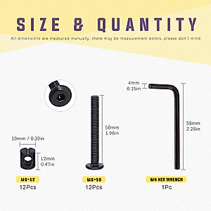 Swpeet 25Pcs Black M6 × 50mm Crib Hardware Screws, Hex Socket Head Cap Crib Baby Bed Bolt and Barrel Nuts with 1 x Allen Wrench Perfect for Furniture, Cots, Crib Screws (M6x50mm)