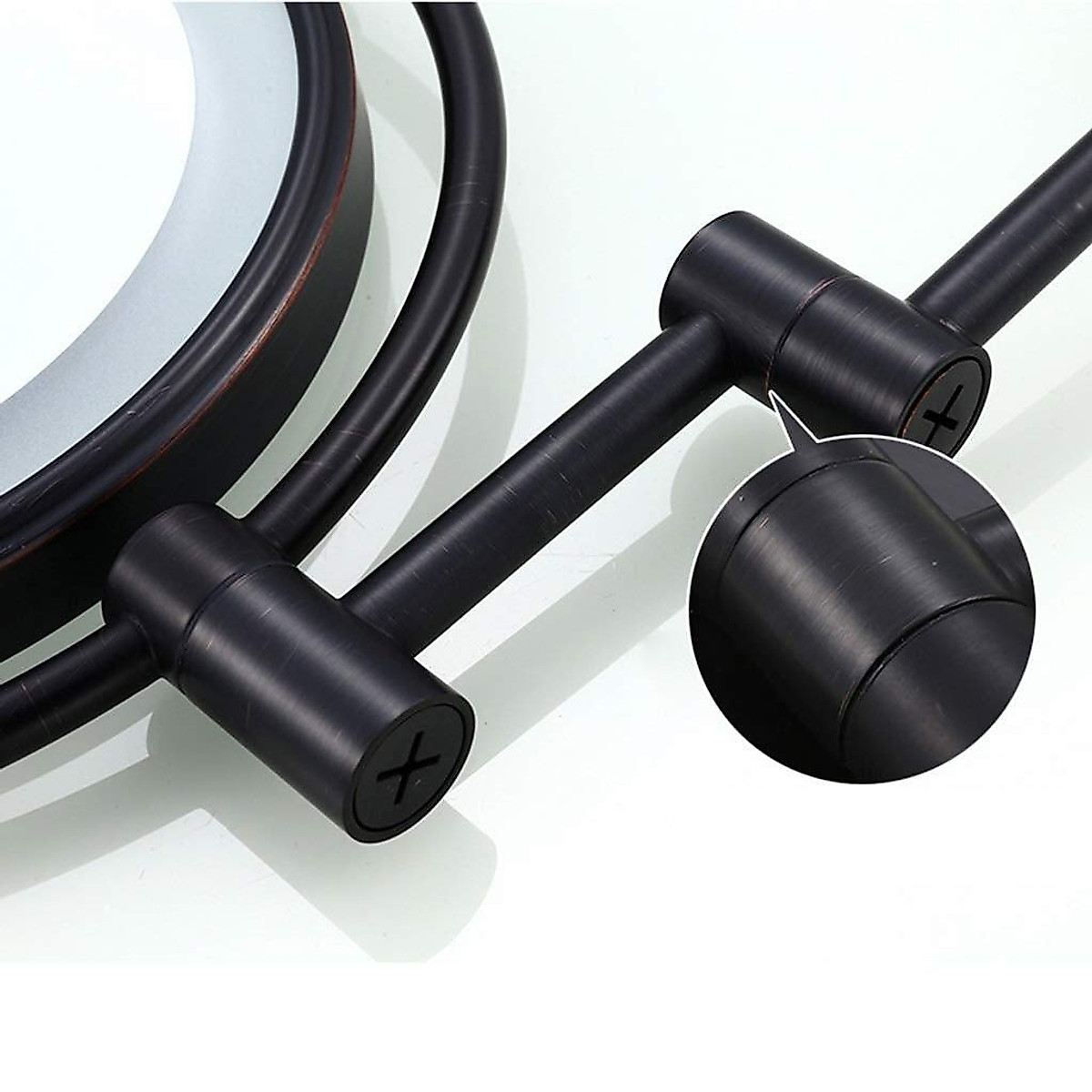 KONGZIR Cosmetic Vanity Mirror Black 8-inch LED Makeup Mirror USB Charging with Light Telescopic Mirror 3X Magnification Wall-Mounted Wall Mirror Bathroom