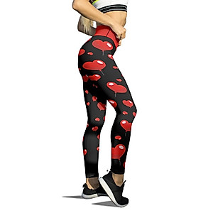 Bblulu Women's Leggings Valentine's Day Heart Printed Yoga Pants High Waisted Loose Fit Athletic Gym Pants Jogger Tights
