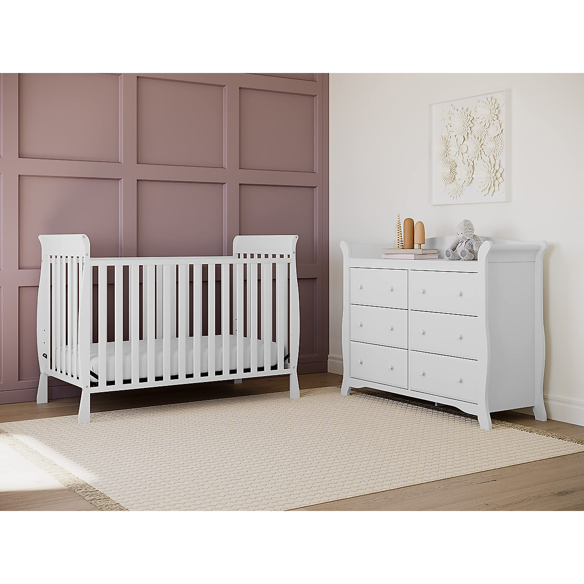 Graco Storkcraft Maxwell Convertible Crib (White) – GREENGUARD Gold Certified, Converts to Toddler Bed and Daybed, Fits Standard Full-Size Crib Mattress, Classic Crib with Traditional Sleigh Design