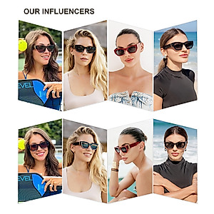 SOJOS Trendy Rectangle Cateye Sunglasses Womens Mens UV400 Fashion Chic Chunky Shades SJ2296, Black/Grey