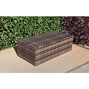 Baner Garden A170 5 Piece Outdoor Sofa Rattan Pool Patio Garden Set with Coffee Table and Beige Cushions, Wicker, Mixed Brown/Gray
