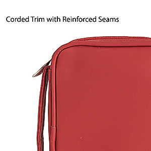 Matte Red Stitched Cross 8 x 6 Fabric Zippered Bible Cover Case with Handle, Compact