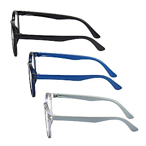 SANHOOPOLO Kids Blue Light Blocking Glasses 3 Pack Kids Computer Gaming Blue Blockers Glasses for Boys Girls Age 3-11 (Black + Dark blue + Light grey)