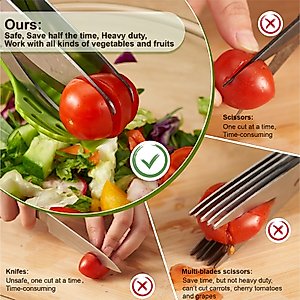 ALEXPHY Salad Scissors, Salad Chopper with Double Blades, Lettuce Chopper, Lettuce Scissors for Chopped Salad, Chopped Salad Chopper Tool for Tossing and Chopping in Salad Bowl (Green)