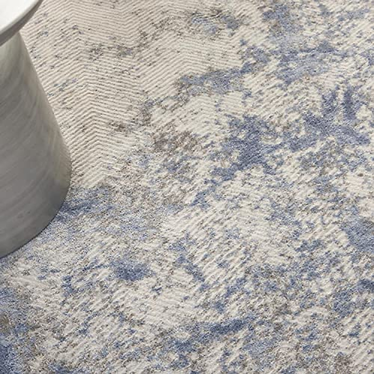 Nourison Sleek Textures Abstract Blue/Ivory/Grey 7'10" x 10'6" Area -Rug, Easy -Cleaning, Non Shedding, Bed Room, Living Room, Dining Room, Kitchen (8x11)