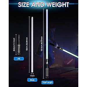 ANASABER Dueling Light Saber, Motion Control Lightsabers for Adults,Smooth Swing Light Saber with 10 Sound Fonts,RGB 12 Colors Changeable, Metal Hilt for Halloween Cosplay Party, Black,S9