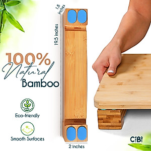 Cibi Kitchens Bamboo Cutting Board Legs - 2Pcs Wood Cutting Board Feet with Silicone Non Slip Pads, 4.5cm x 5cm x 50cm Wood Riser Elevates the Cutting Board