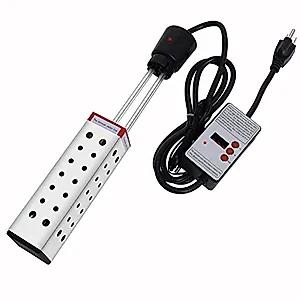 𝑼𝒑𝒈𝒓𝒂𝒅𝒆 1500W Electric Immersion Water Heater for Bathtub/Hot Tub/Inflatable Pool, Stainless Steel Submersible Bucket Heater with Temperature Controller, Rapid Heat 5 Gallons Water in Minutes