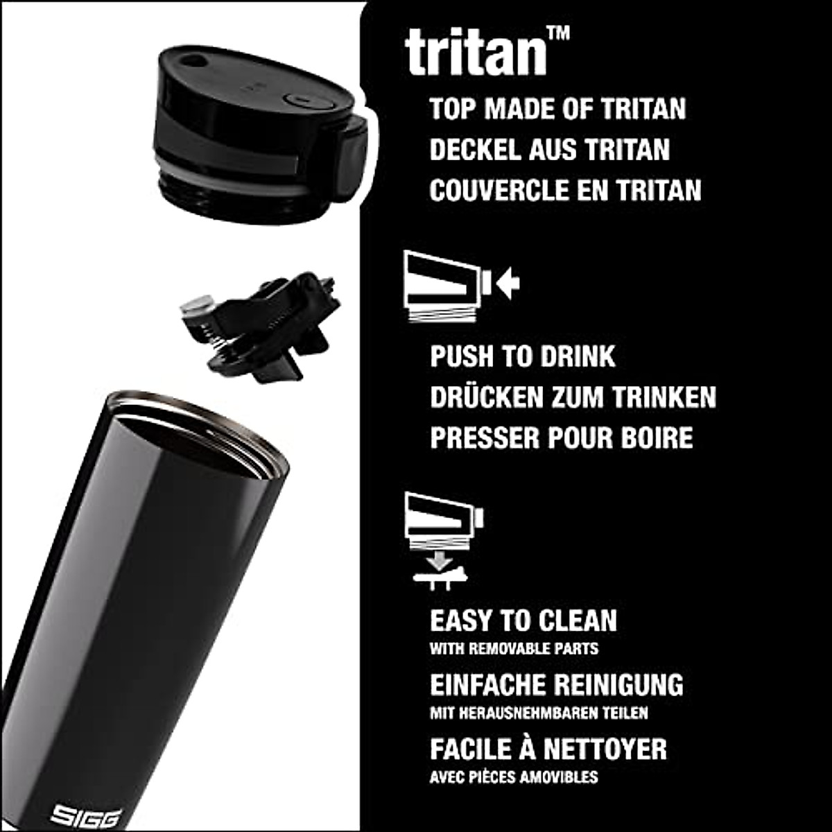 SIGG - Insulated Coffee Cup - Travel Mug Miracle Black - Hot & Cold, Leakproof, BPA Free - 18/8 Stainless Steel - 9oz