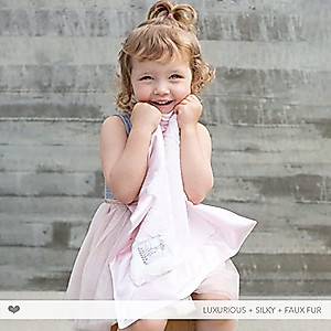 Little Giraffe Baby Blanket - Luxe Soft Blanket with Satin Trim - Baby Stroller Blanket - Newborn Baby Essentials & Baby Gifts - 14x14" - Pink